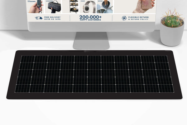 Printed Leather Desk Mat - Grid